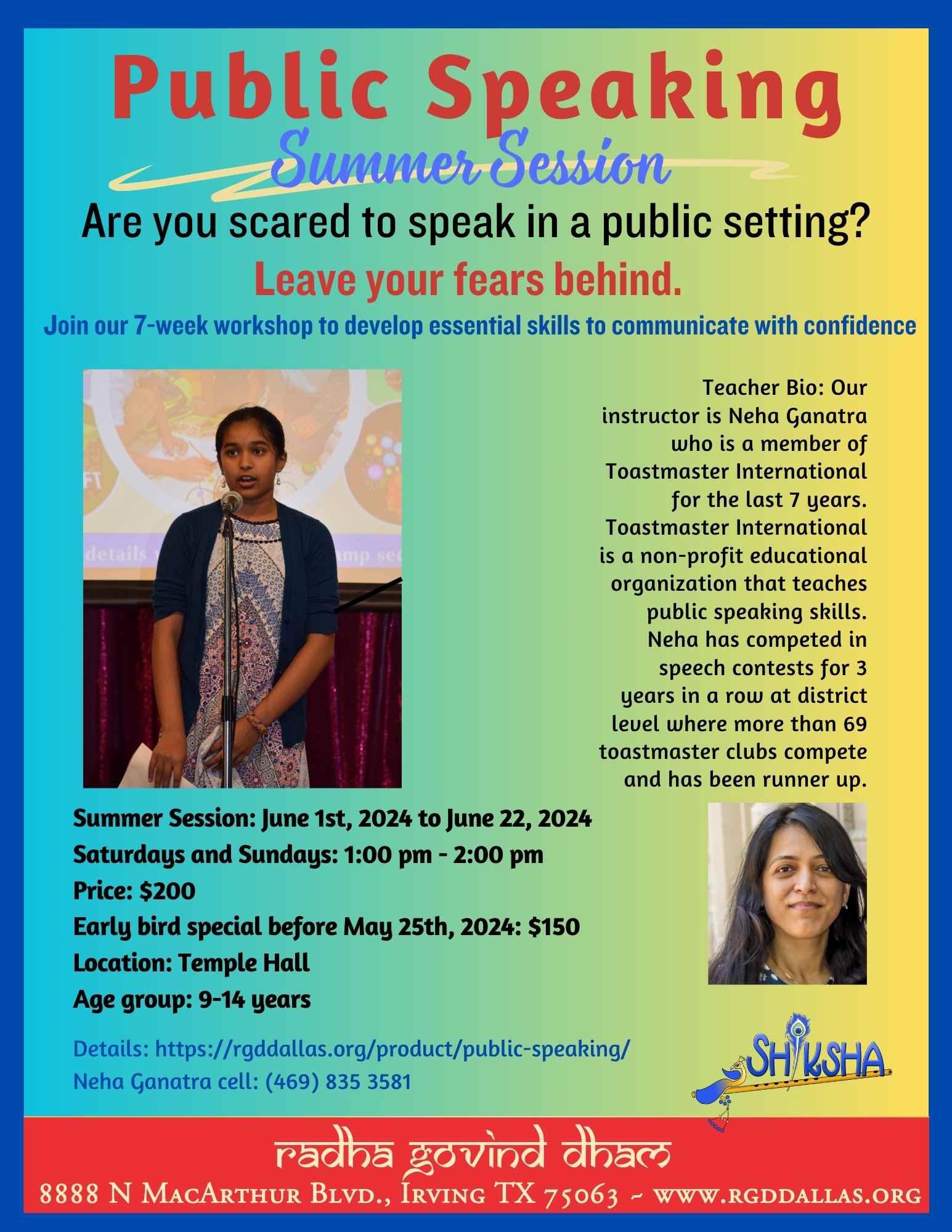 Public Speaking (In-Person) – Radha Govind Dham Dallas
